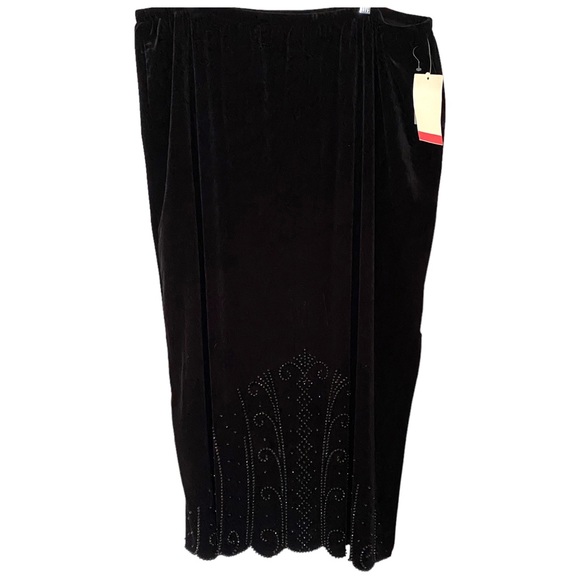 J.R. Nites | Skirts | Jr Nites Black Velvet Side Slit Beaded Scallop ...